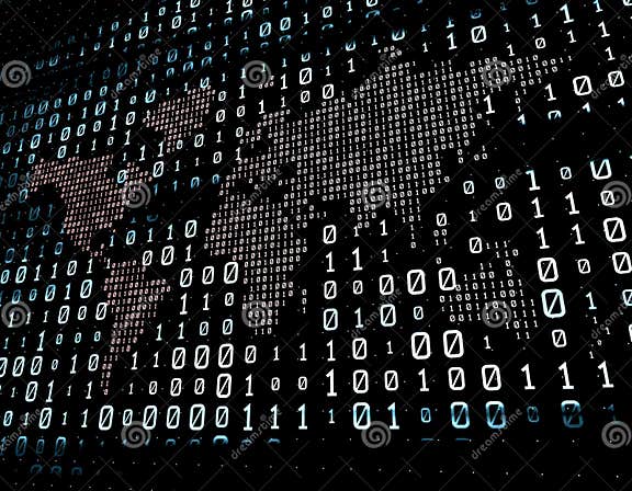 Binary Digital Array Big Data Transmission And World Map Programming And Intelligent Network