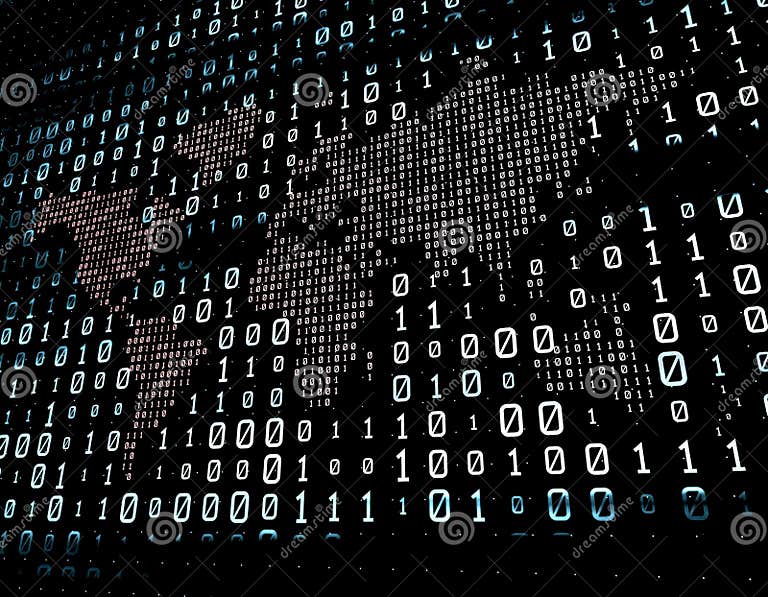 Binary Digital Array, Big Data Transmission and World Map, Programming ...