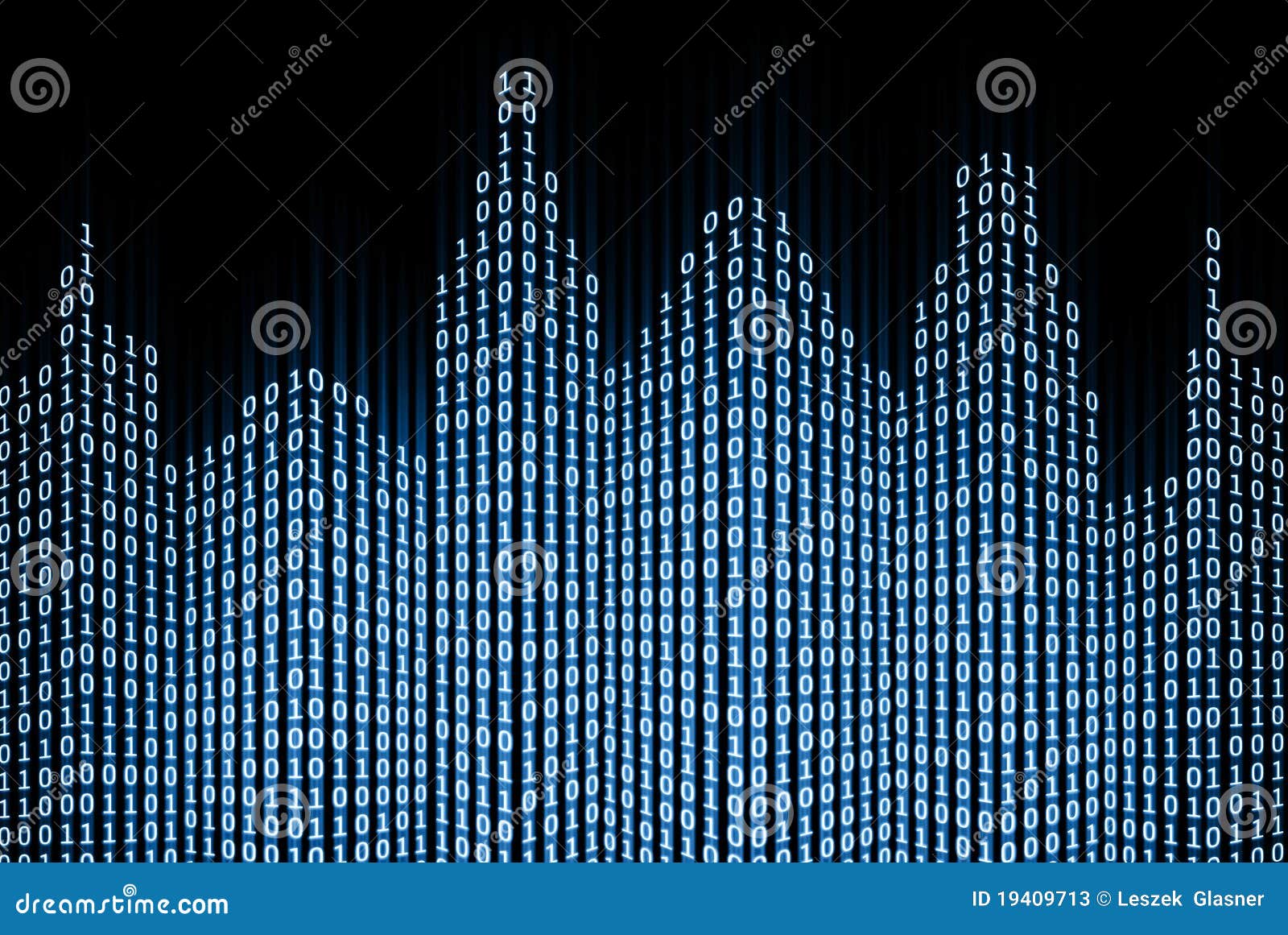 Binary digital city stock illustration. Illustration of blue - 19409713