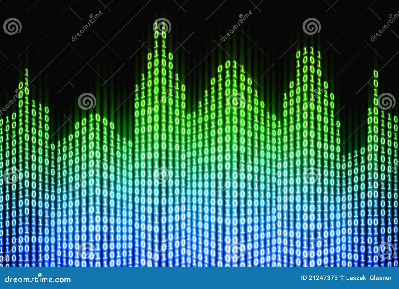 Binary Digital City, Abstract 3d Tech Background Stock Illustration ...