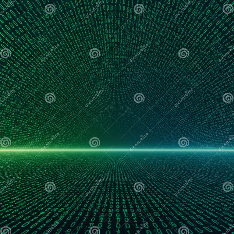 Binary Digits, Consisting of Zeros and Ones, Cascade in a Digital Matrix Pattern Stock ...