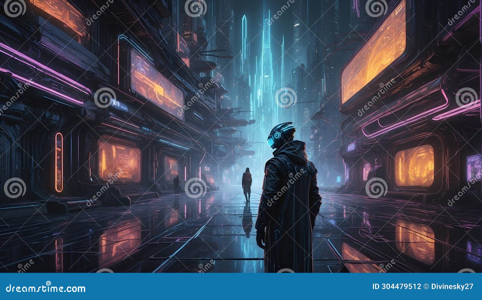 Binary Dreamscape: Masked Virtuoso S Neon Sonata. Generative AI Stock ...