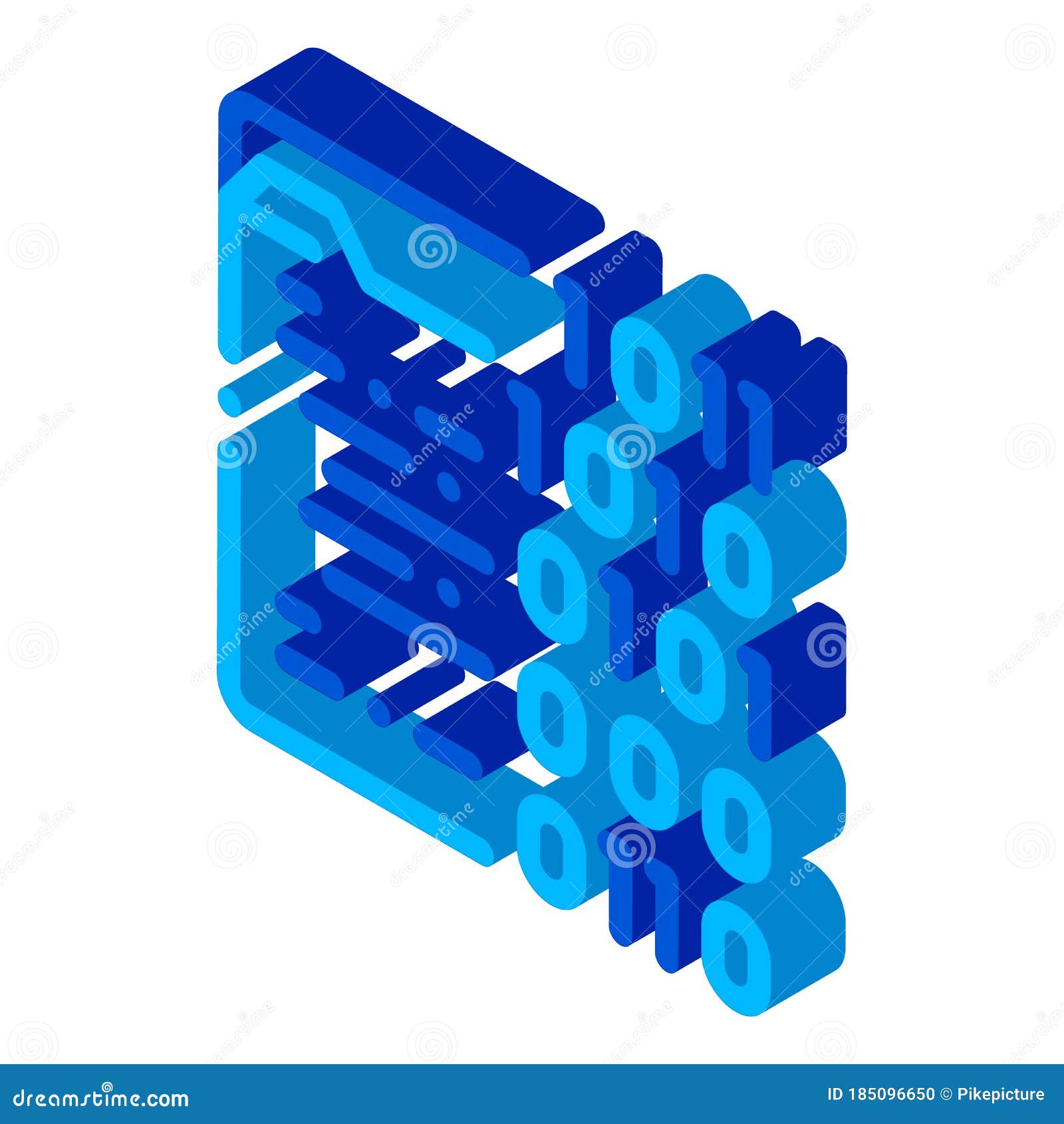 Binary File Coding System Isometric Icon Vector Illustration Stock ...