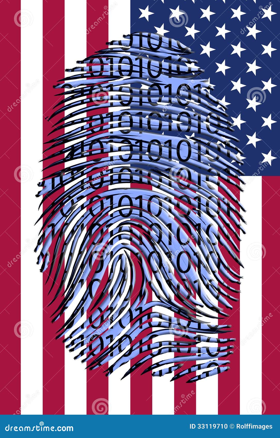 Binary Finger Print Over US Flag Stock Illustration - Illustration of ...