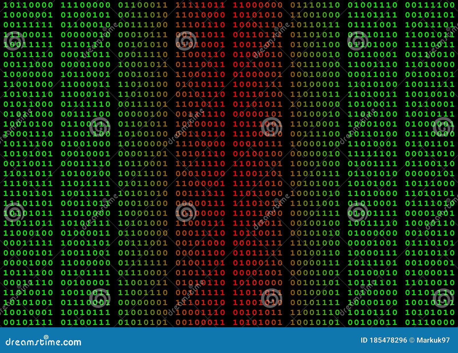 Red Green Bytes Of Binary Code Flying In A Vortex Stock Photo ...