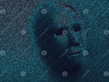 Binary Hacker Robot Danger Dark Face. Cyborg Binary Code Head. Data Intellect Mind Virtual ...