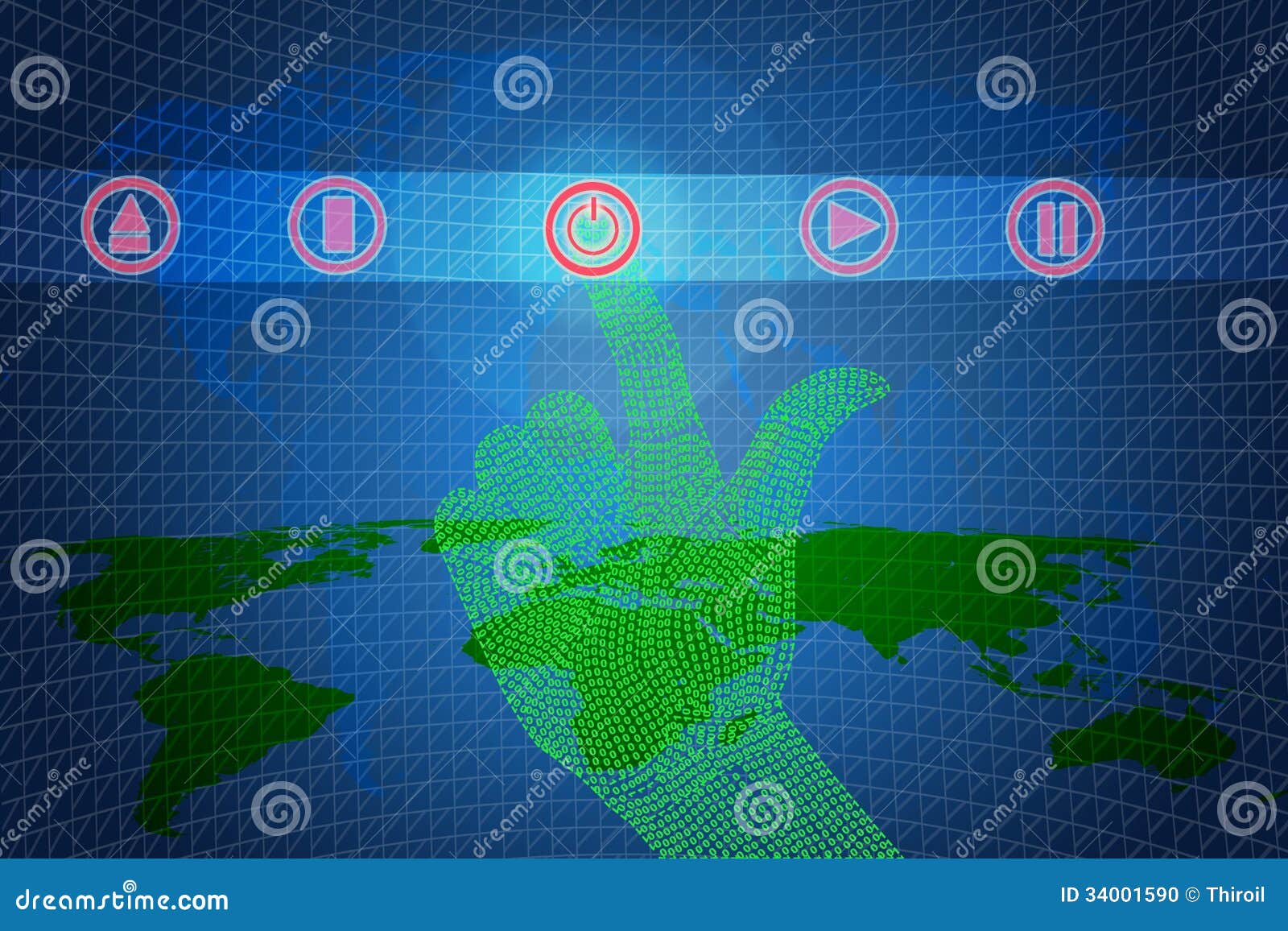 Binary Hand Click Open or Close. Stock Illustration - Illustration of ...