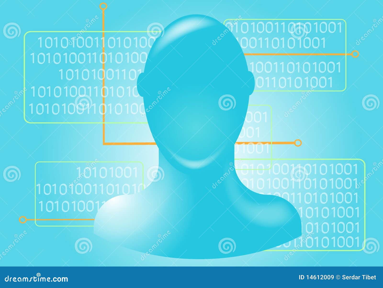 Binary human head stock illustration. Illustration of head - 14612009