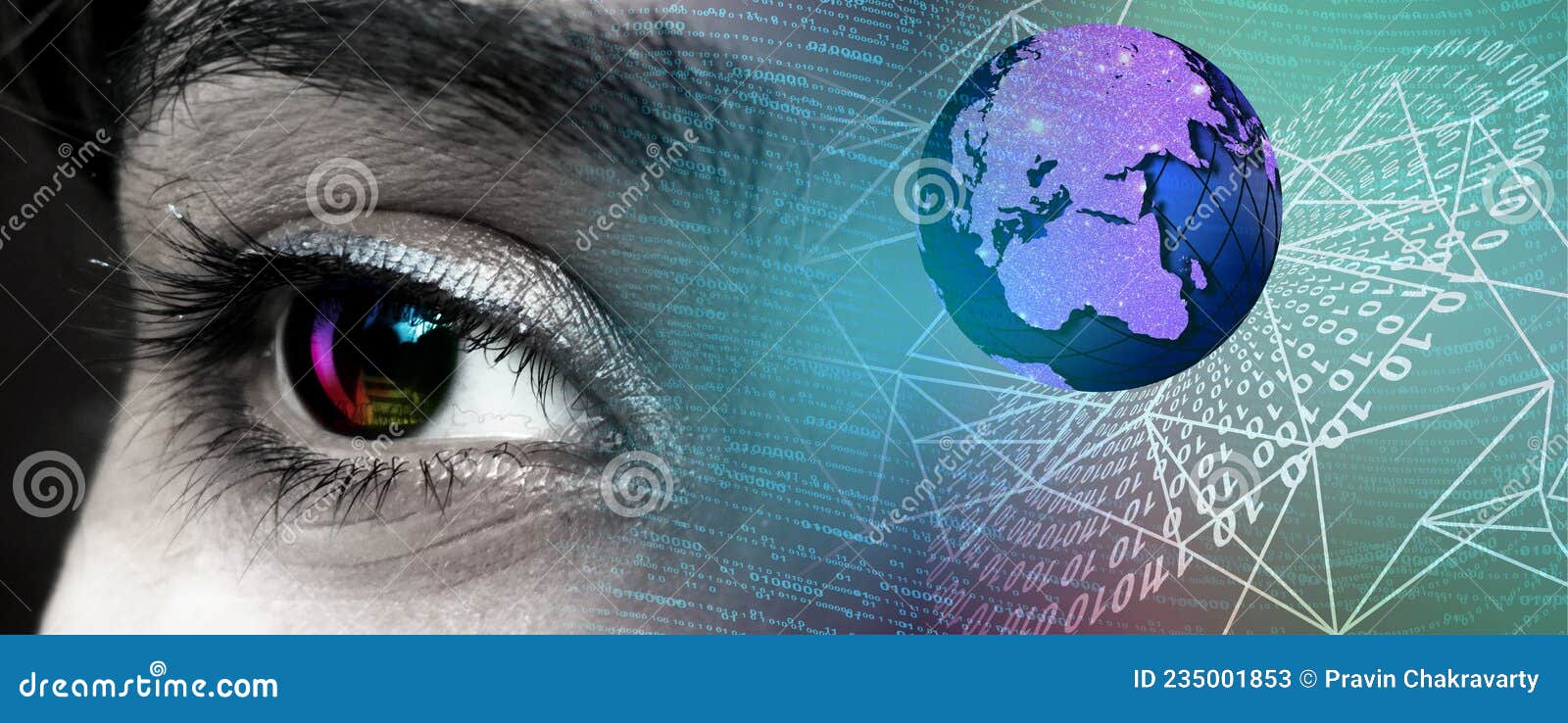 Binary Industrial Global Business Background with Eye Vision ...