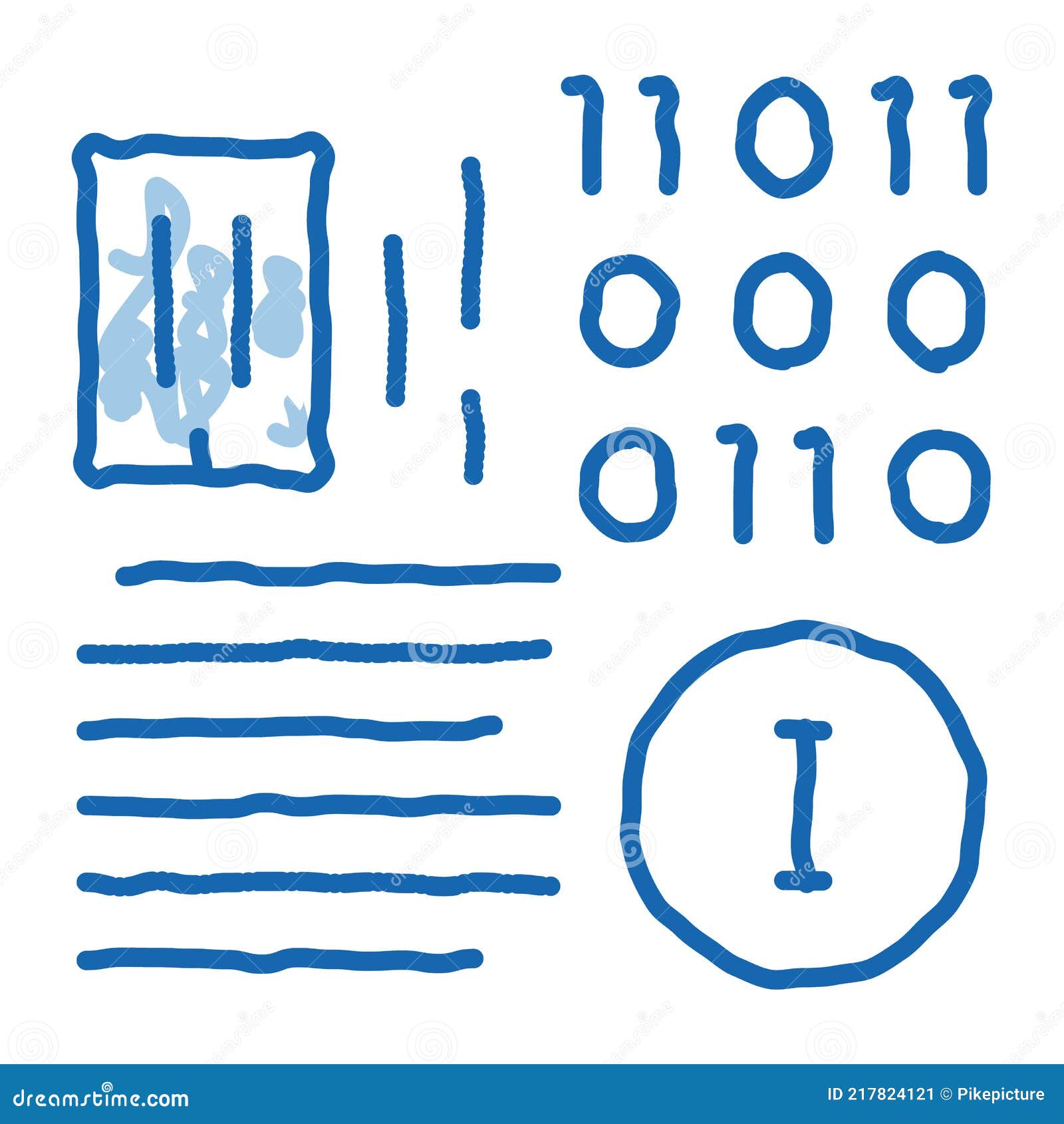 Binary Information Doodle Icon Hand Drawn Illustration Stock Vector ...