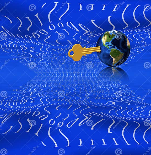 Binary, key and earth stock illustration. Illustration of encode - 2881941