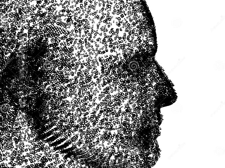 Binary Man. Human Face Composed of Zeros and Ones Stock Vector ...