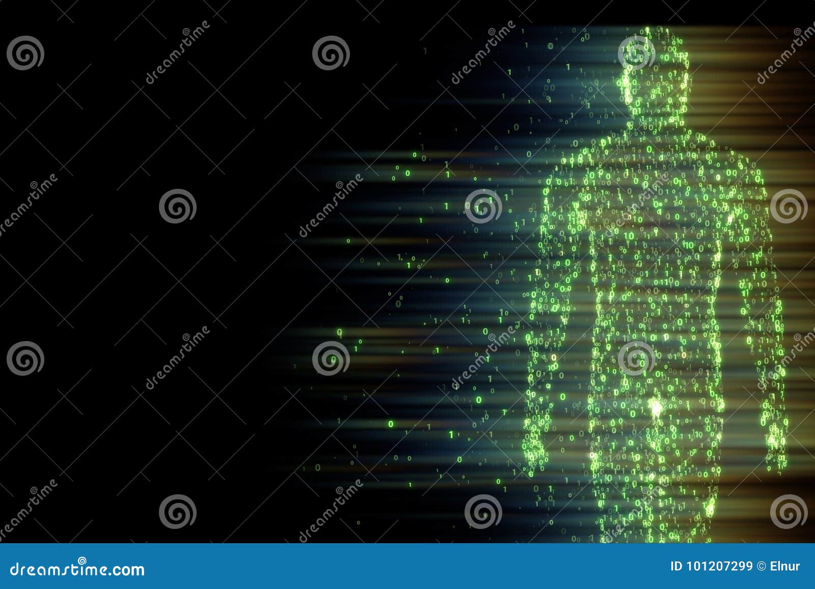 The Binary Man Made Of Zeros And Ones In Computing Concept Stock