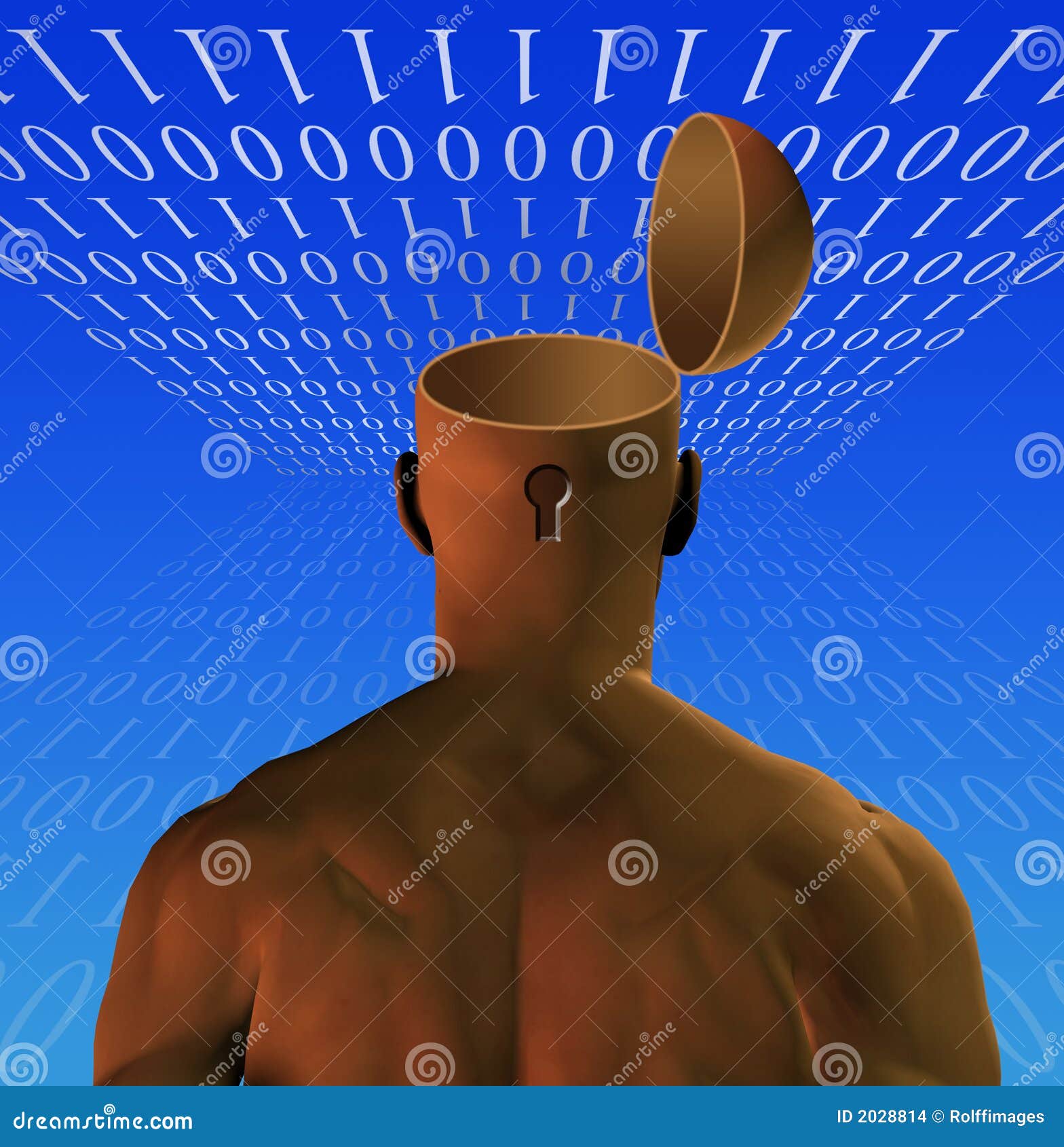 Binary Man Opened Mind stock illustration. Illustration of imagination ...