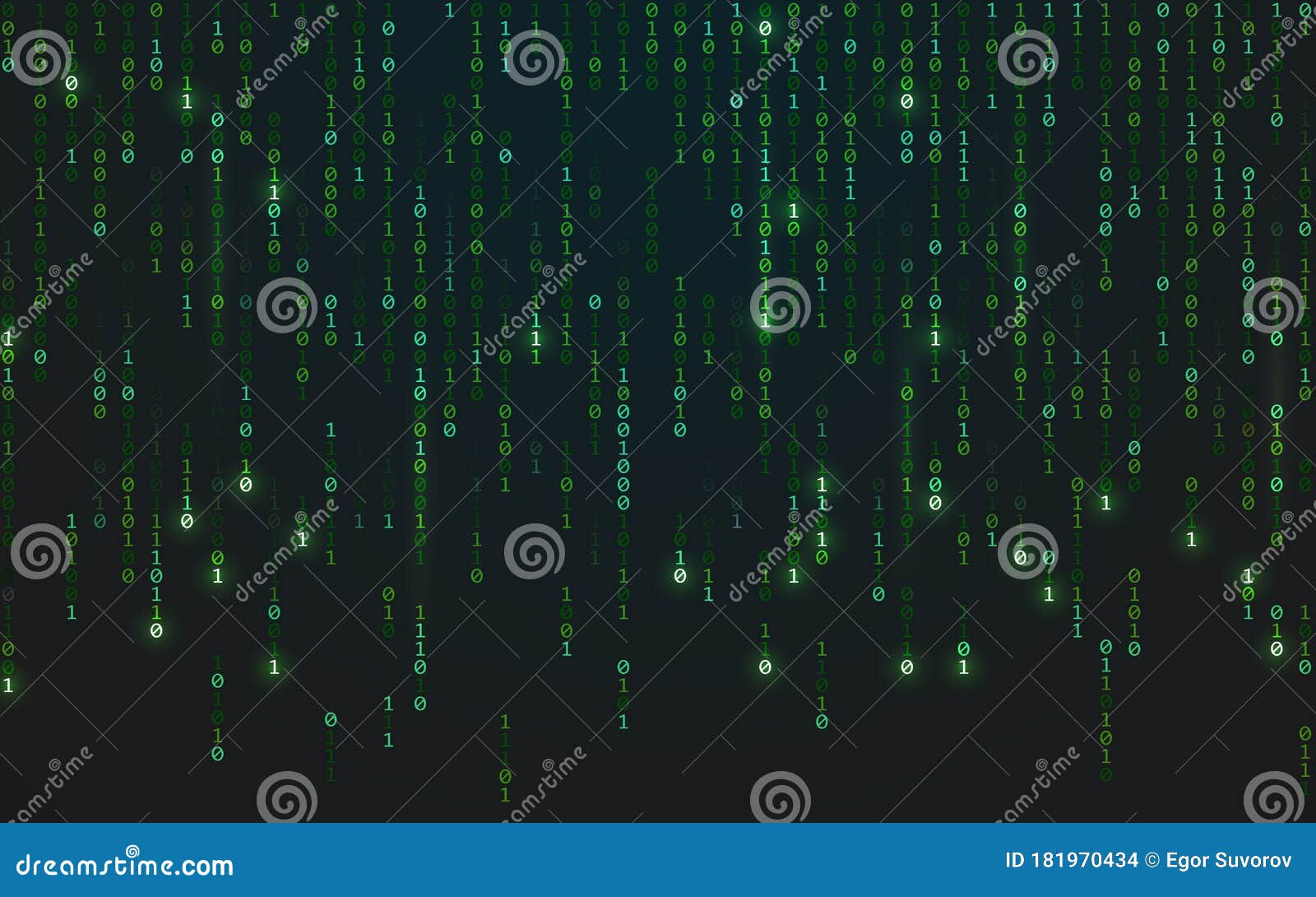 Binary Matrix Background. Falling Random Numbers on Dark Backdrop. Running Bright Code Stock ...