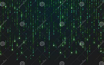 Binary Matrix Background. Falling Random Numbers on Dark Backdrop. Running Bright Code Stock ...