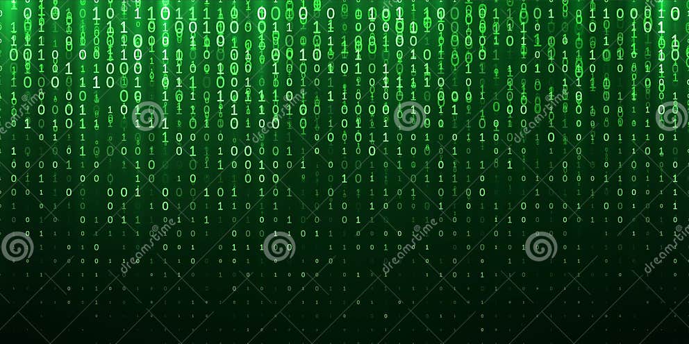 Binary Matrix 1 0 Bits Green Abstract Background Stock Vector ...