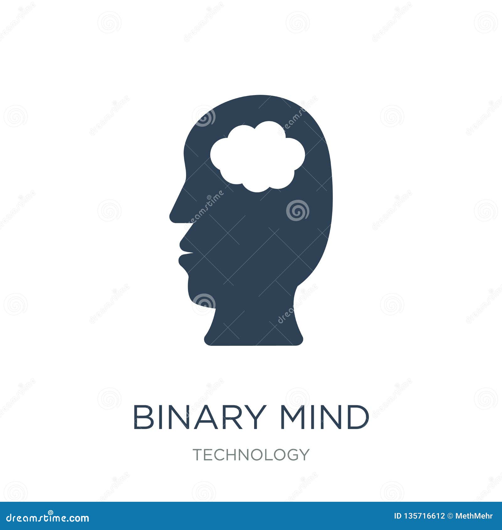Binary Mind Icon in Trendy Design Style. Binary Mind Icon Isolated on White Background Stock ...