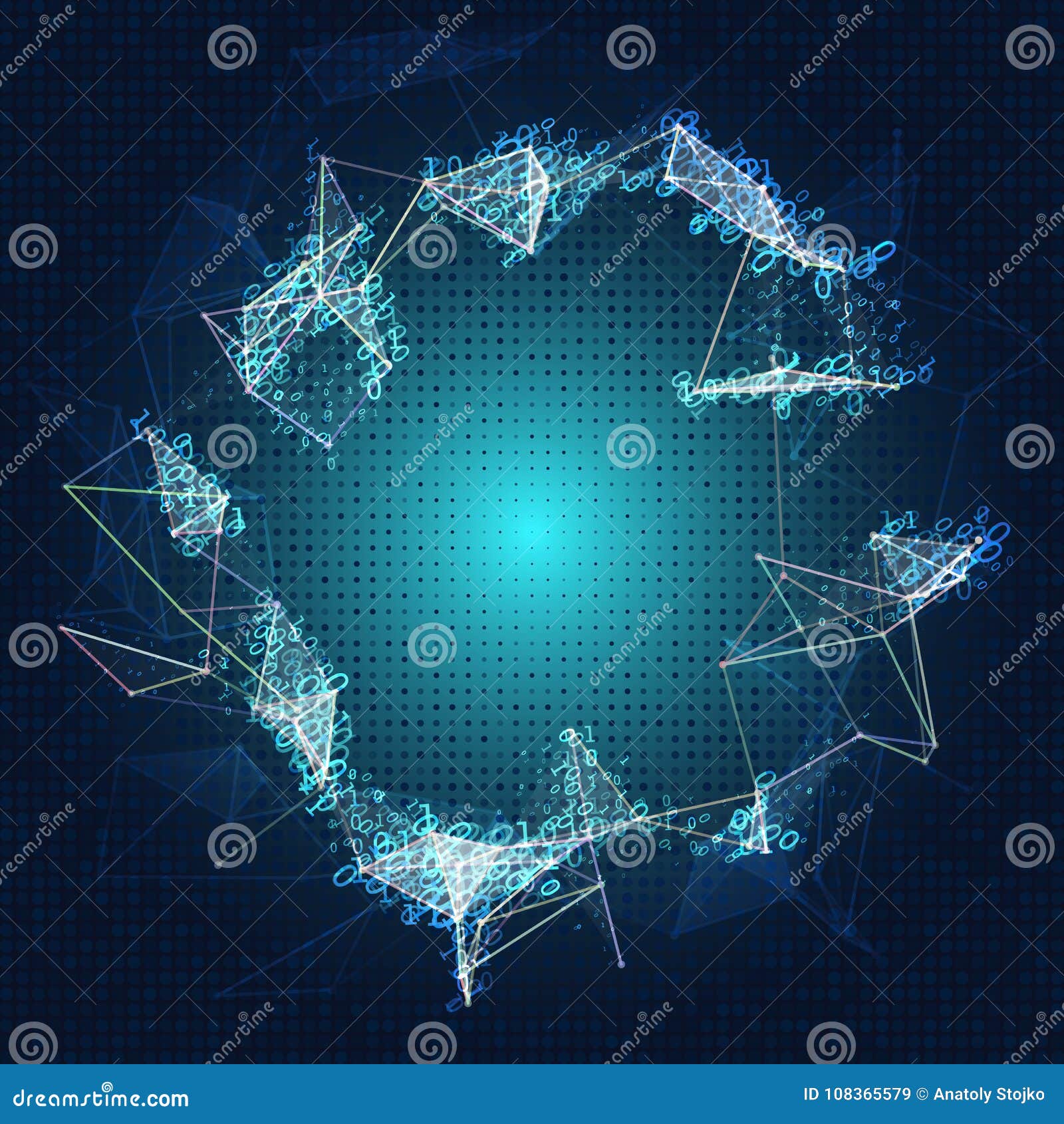 Binary Network Concept. Connected Dots with Links Stock Vector ...