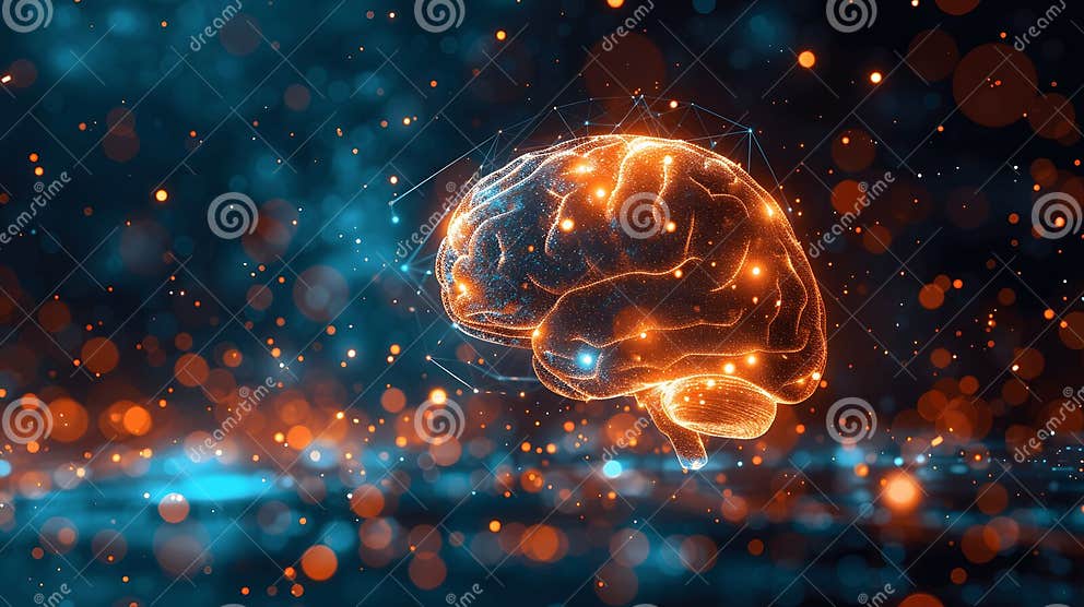 Binary and Neurons, Digital Intellect Theme. Stock Illustration ...