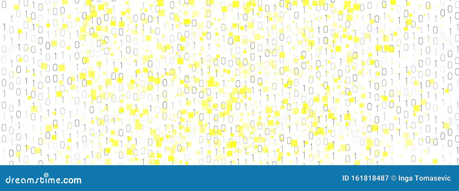Binary Number Background. Yellow Tech Banner Stock Vector ...