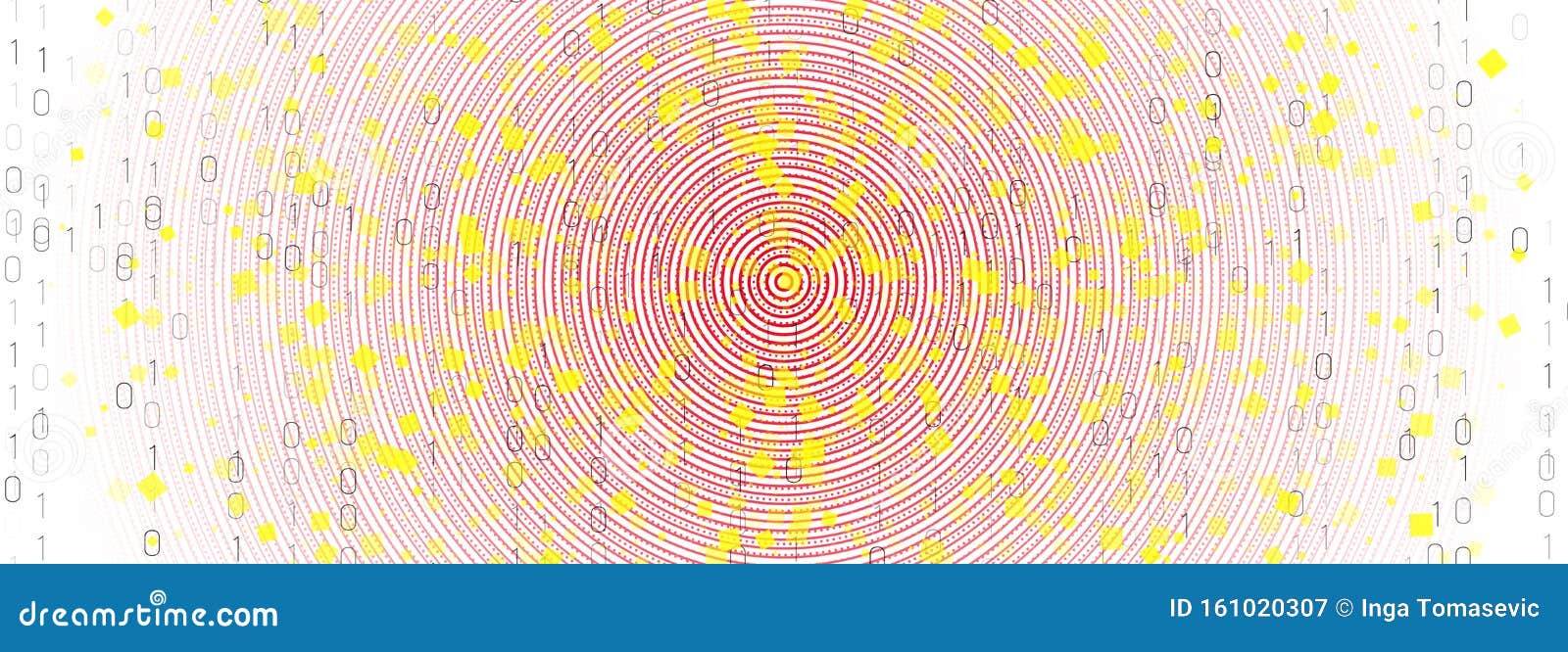 Binary Number Background. Yellow Tech Banner. Cartoon Vector ...