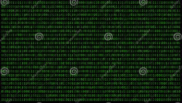 01 or Binary Numbers on the Computer Screen on Black Monitor Background Metrix, Digital Data ...