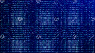 01 or Binary Numbers on the Computer Screen on Blue Monitor Background Metrix, Digital Data Code ...
