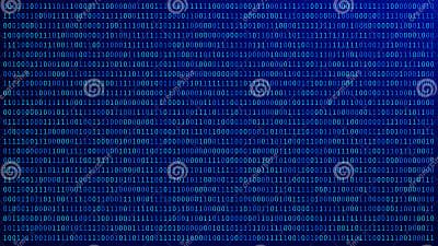 01 or Binary Numbers on the Computer Screen on Blue Monitor Background Metrix, Digital Data Code ...