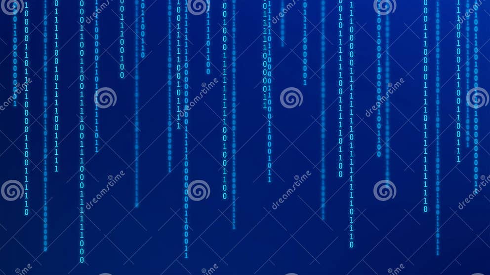 01 or Binary Numbers on the Computer Screen on Monitor Matrix Background, Digital Data Code in ...