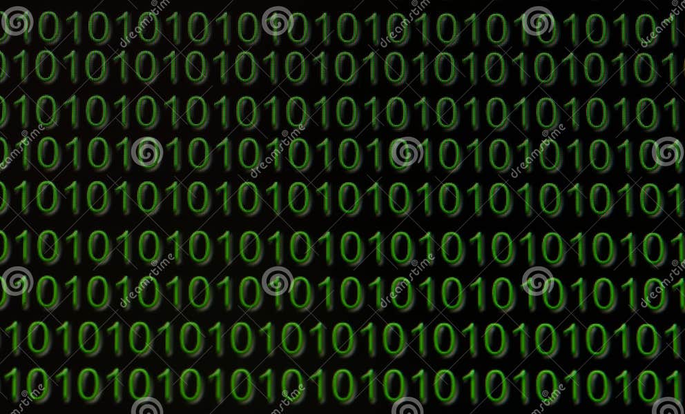 Binary Numbers on the Laptop Screen Pixel Resolution Stock Photo ...