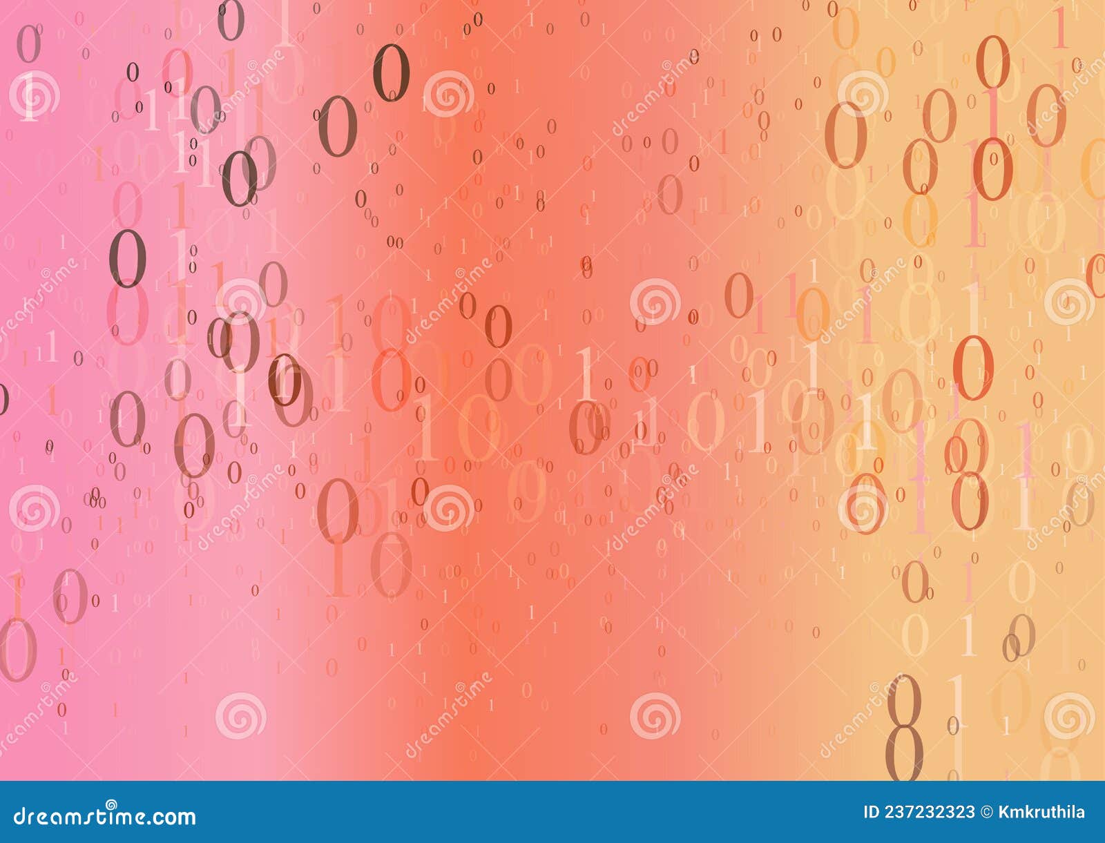 Binary Numbers One and Zero on Pink and Orange Gradient Background ...