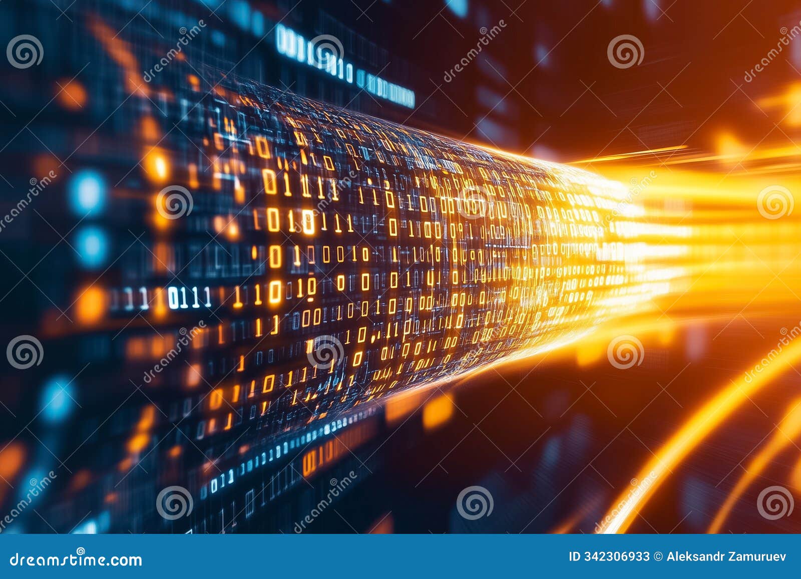 Binary Numbers Pulse through a Vibrant Digital Scene, Embodying the ...