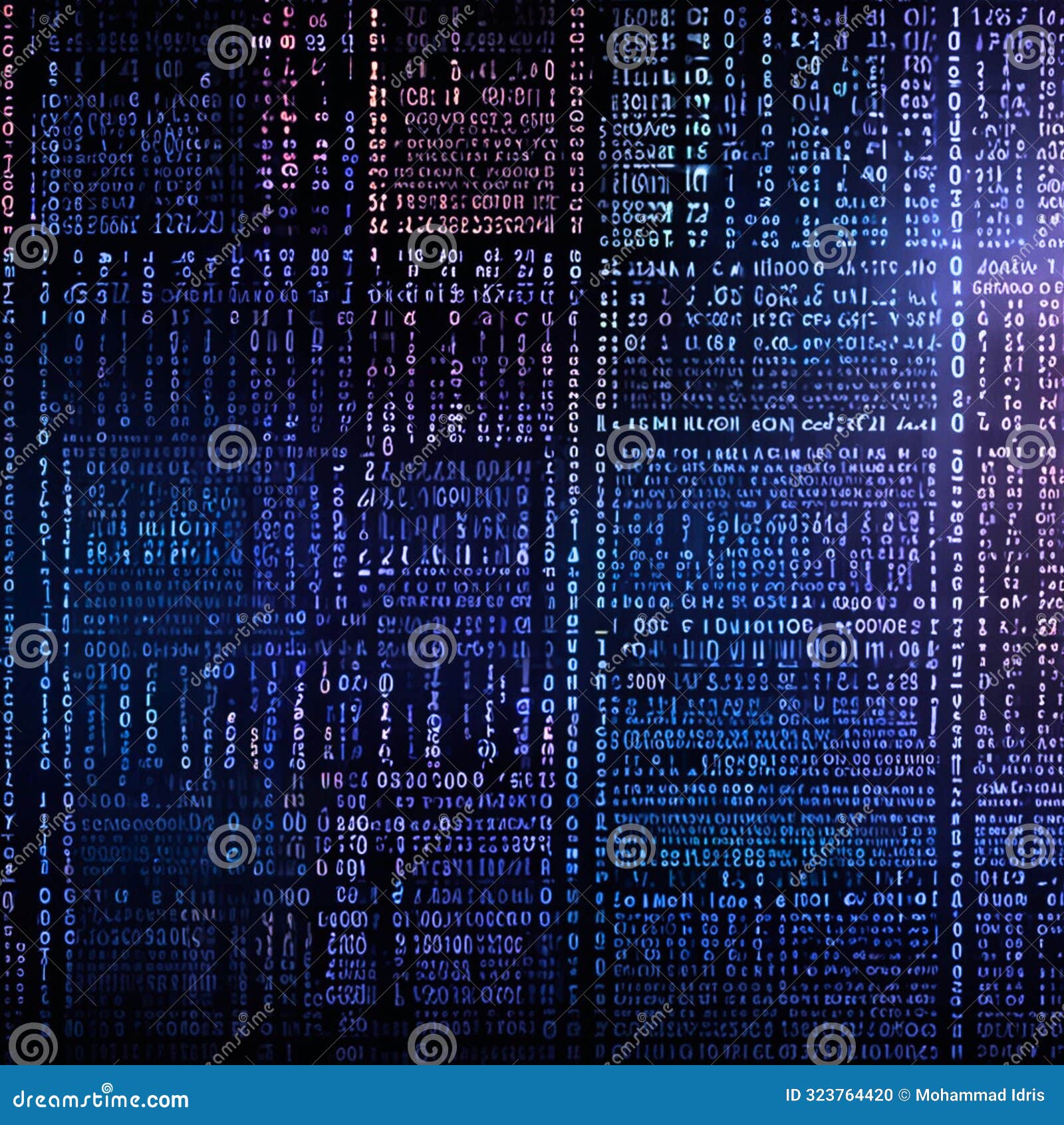 The Binary Numbers 0 and 1 are Shown with Flowing Text on a Technical Backdrop. Stock ...