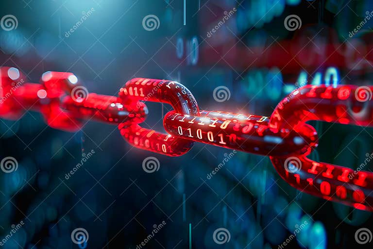 Binary Numeric Data Transmission Chain Of Nodes Connected In A Network