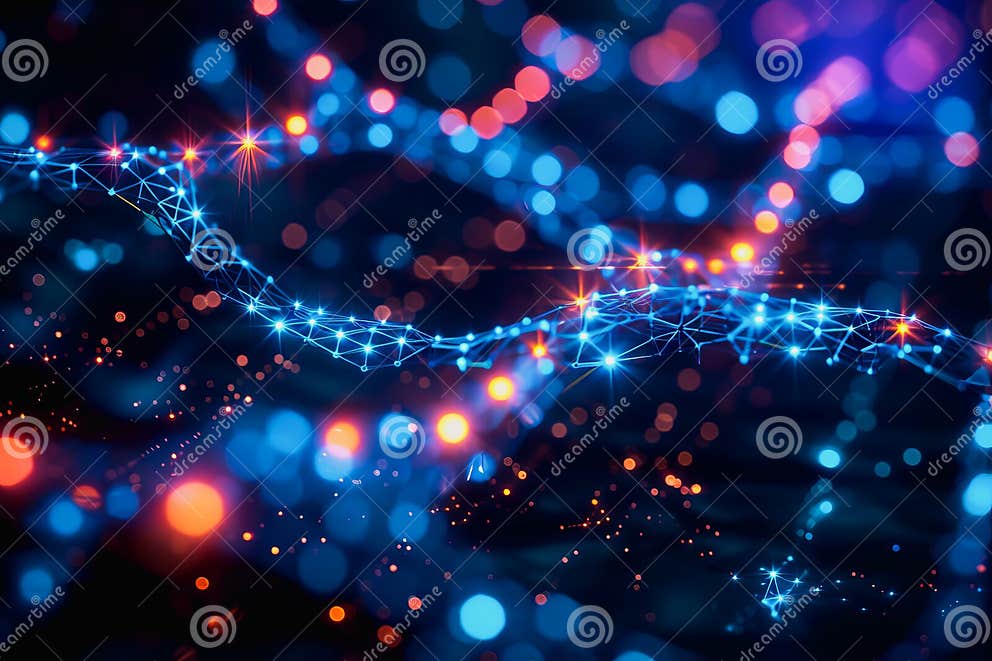 Binary Numeric Data Transmission Chain of Nodes Connected in a Network Form, P2p Connection ...