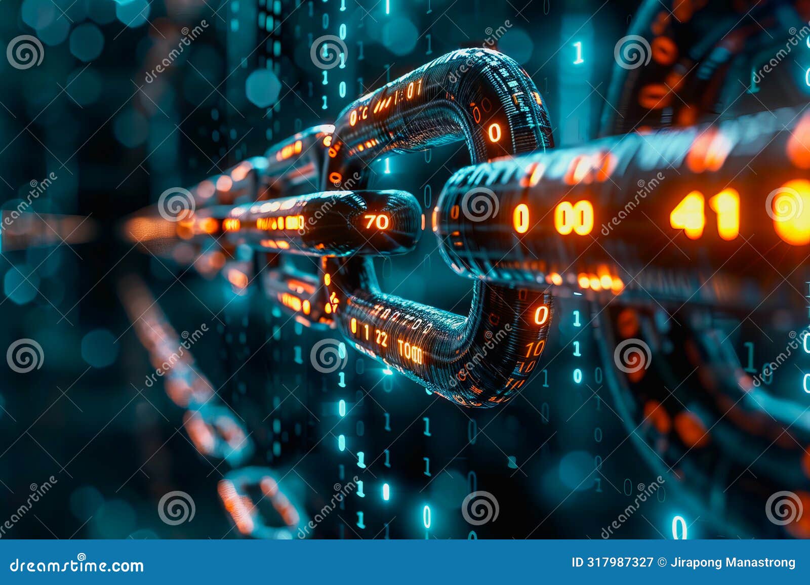 Binary Numeric Data Transmission Chain of Nodes Connected in a Network Form, P2p Connection ...