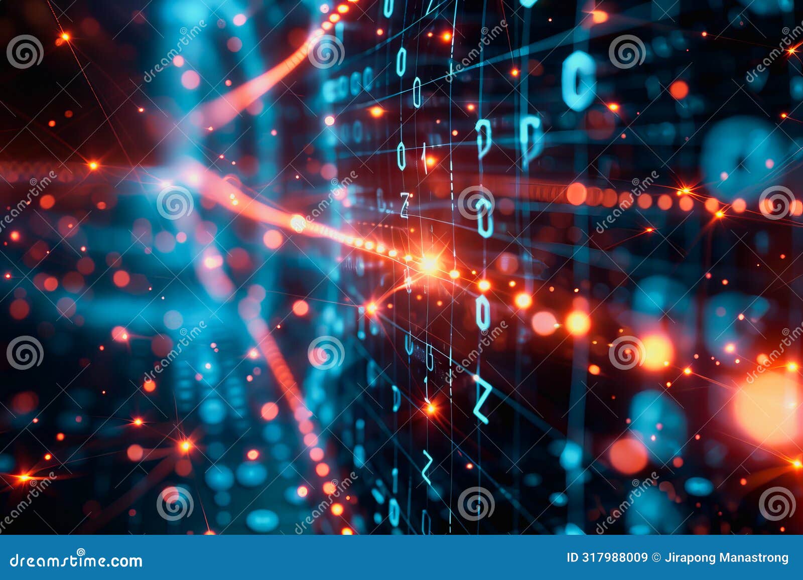 Binary Numeric Data Transmission Chain Of Nodes Connected In A Network Form P2p Connection