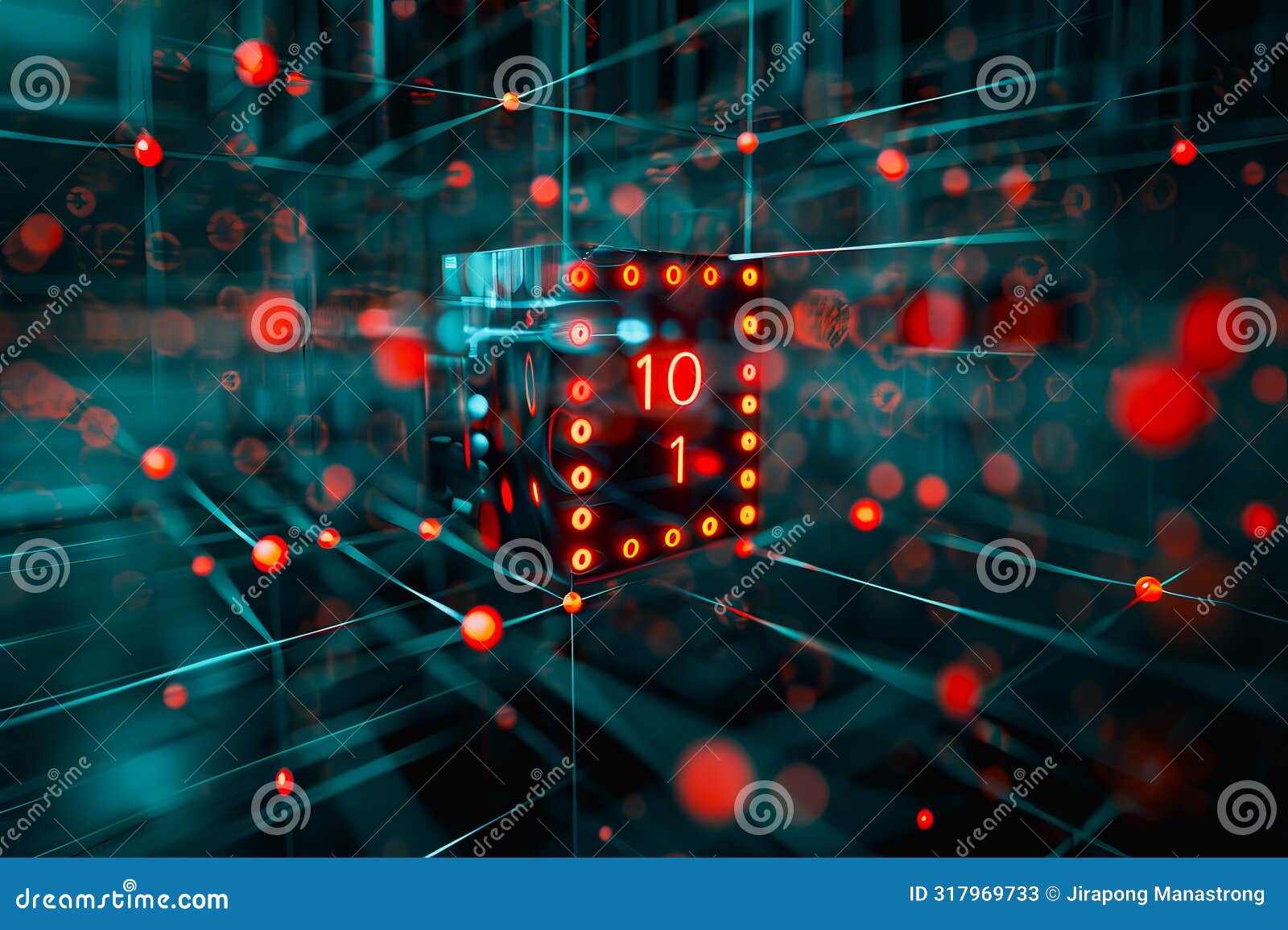 Binary Numeric Data Transmission Chain Of Nodes Connected In A Network Form P2p Connection