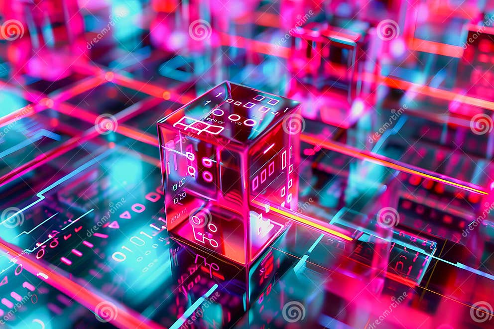 Binary Numeric Data Transmission Chain of Nodes Connected in a Network Form, P2p Connection ...