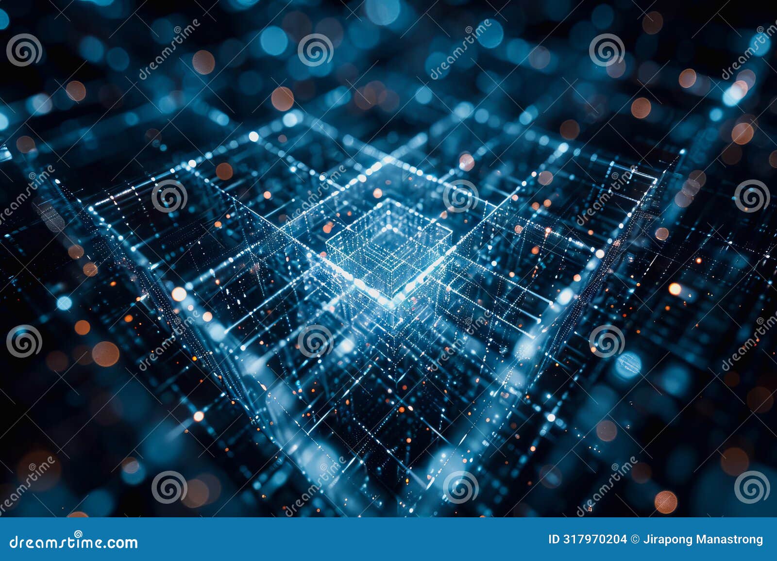 Binary Numeric Data Transmission Chain of Nodes Connected in a Network Form, P2p Connection ...
