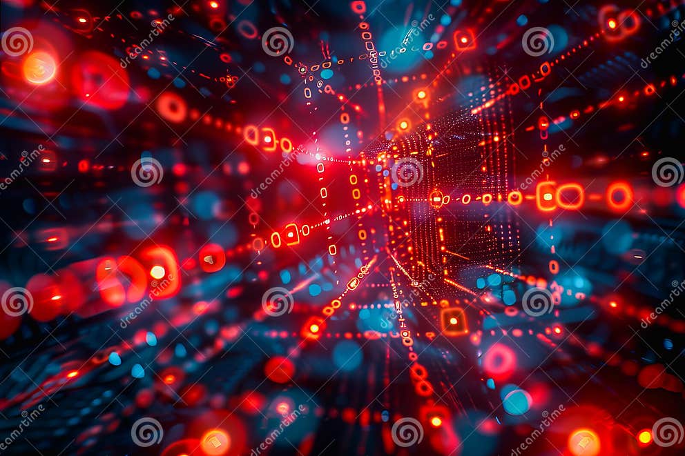 Binary Numeric Data Transmission Chain of Nodes Connected in a Network Form, P2p Connection ...