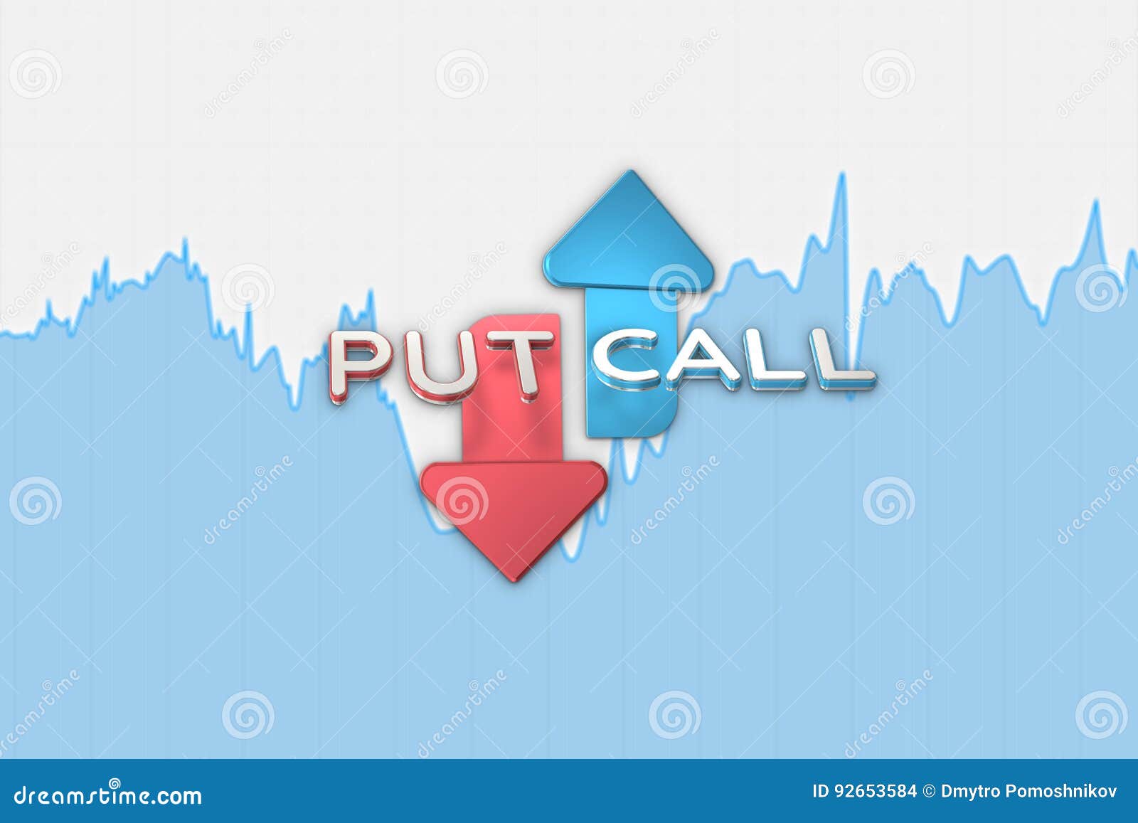 Binary Option Blue Color Chart with Put and Call Arrows. 3D ...