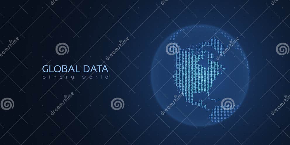 Binary Planet Earth. Big Data Global Analytics. Worldwide Data Connection. Stock Illustration ...