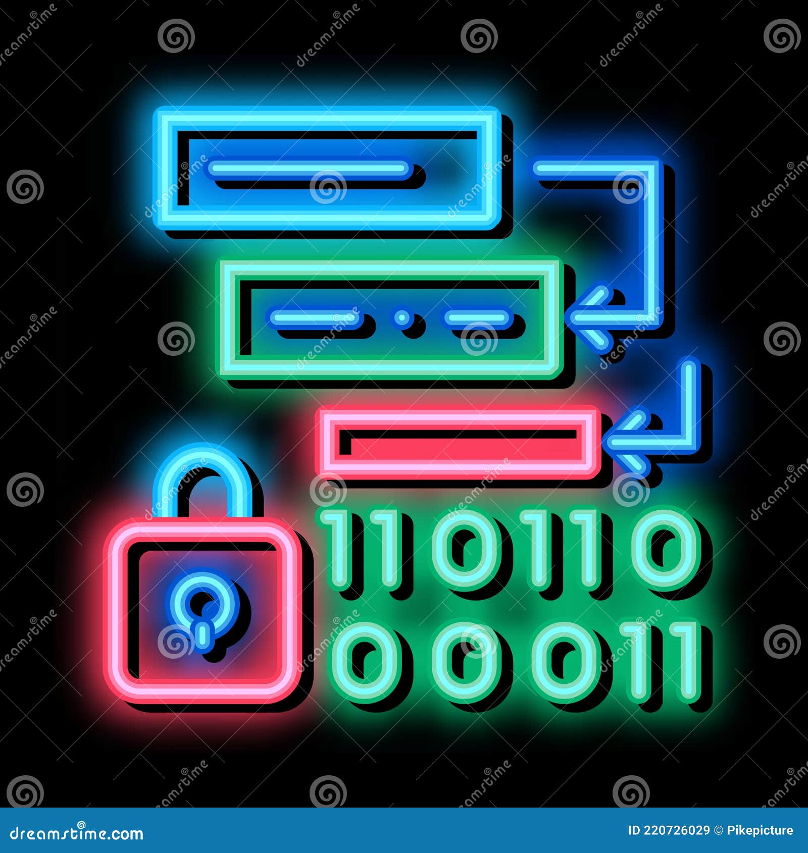 Binary Protection Algorithm Neon Glow Icon Illustration Stock Vector - Illustration of ...