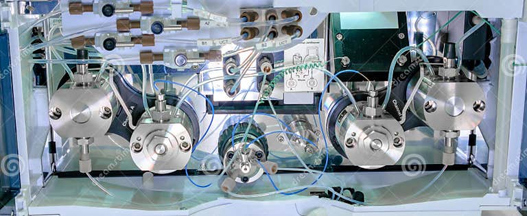 Binary Pump in HPLC System. High Performance Liquid Chromatography at ...