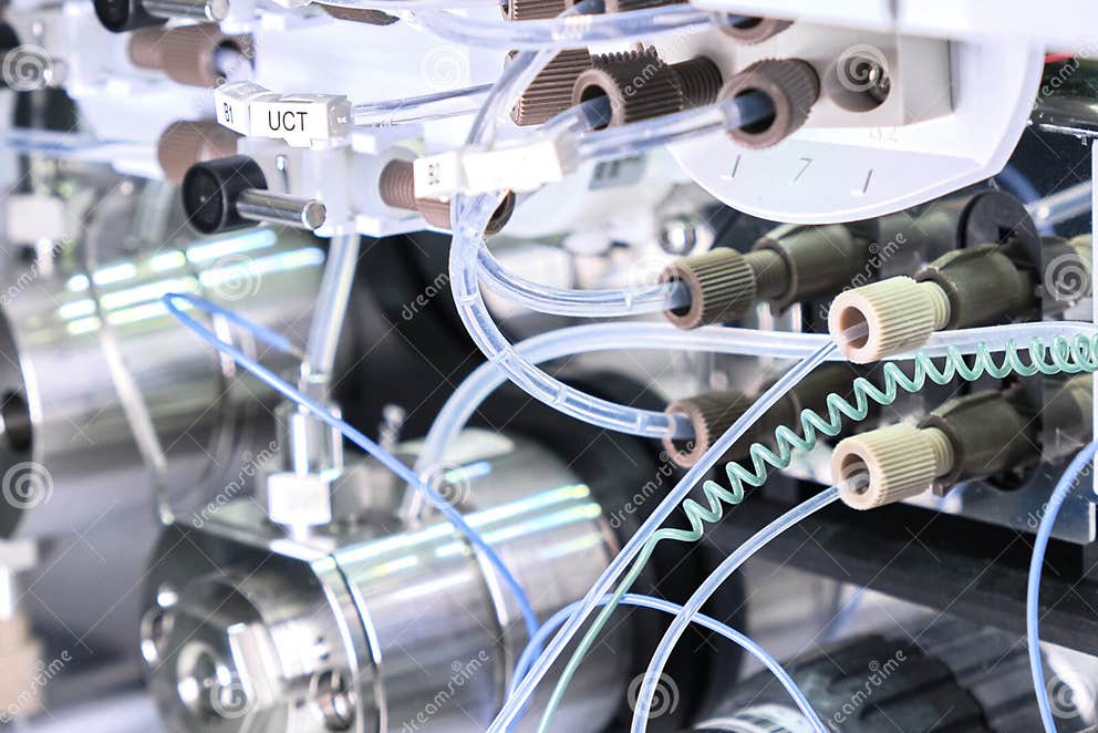 Binary Pump in HPLC System. High Performance Liquid Chromatography at ...