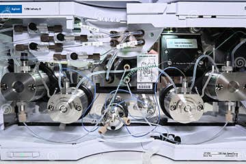 Binary Pump in HPLC System. High Performance Liquid Chromatography at ...
