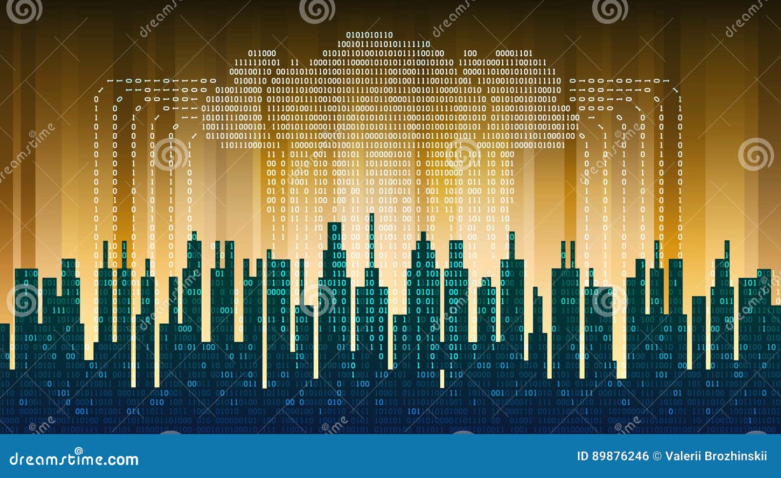 Binary Rain in Digital Abstract City, the Flow of Data with the Cloud ...