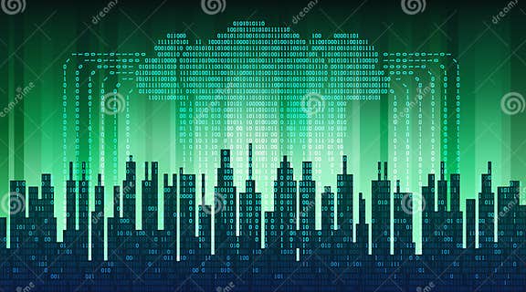 Binary Rain in Digital Abstract City, the Flow of Data with the Cloud ...